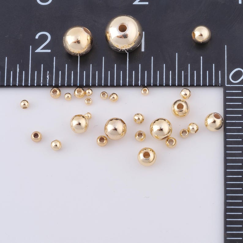 14K Gold Filled Round Spacer Beads,ball Beads for Bracelet Necklace DIY ...