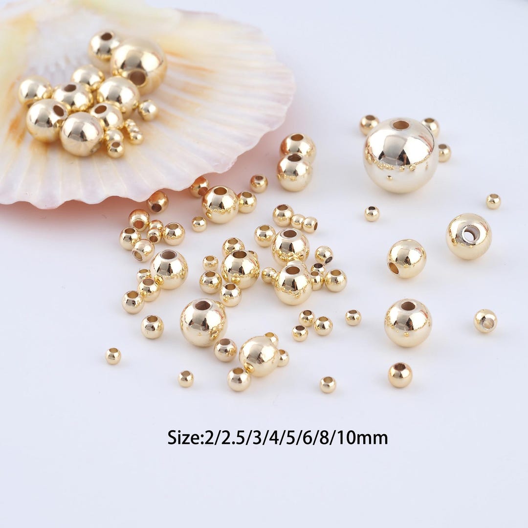 14K Gold Filled Round Spacer Beads,ball Beads for Bracelet Necklace DIY ...
