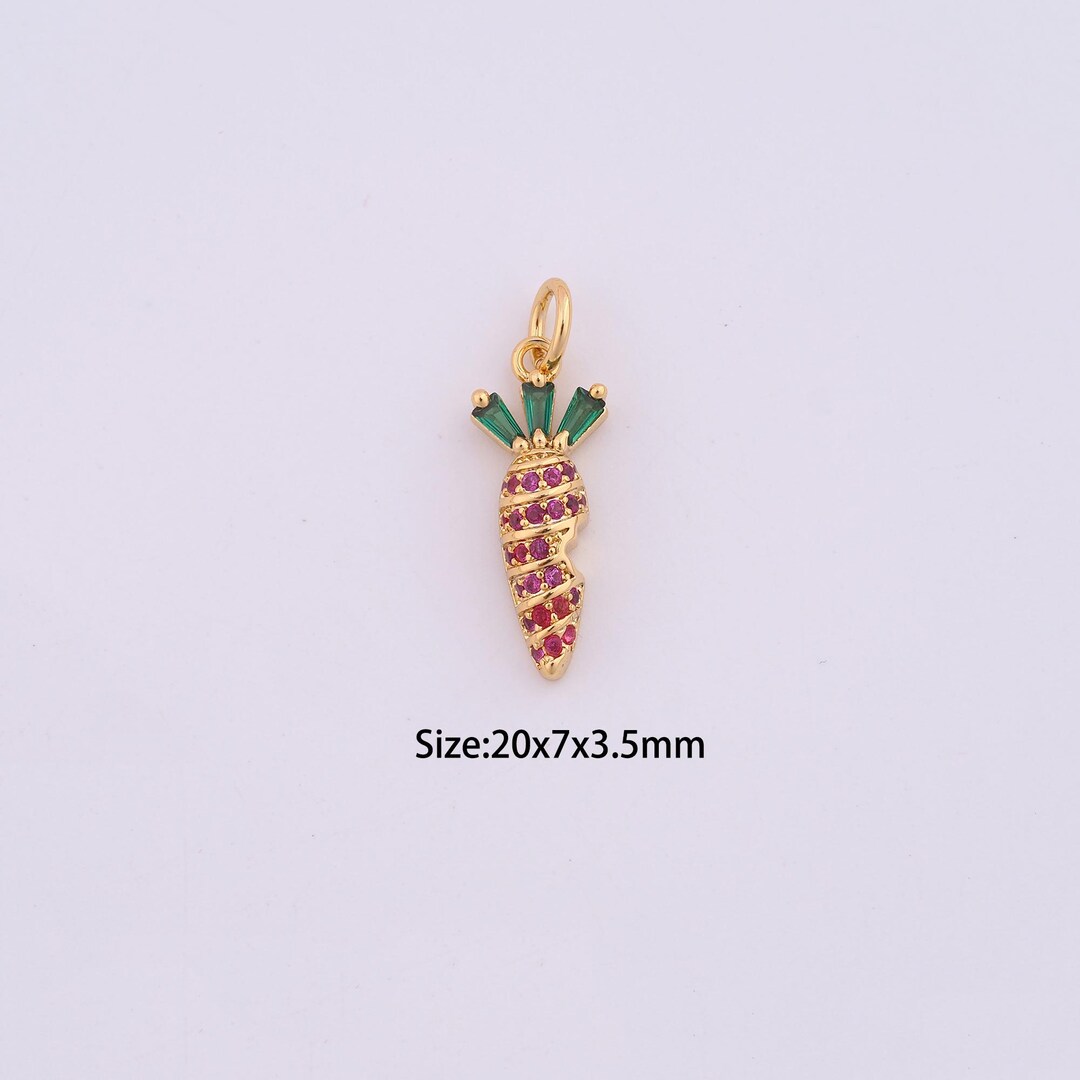 18K Gold Filled Vegetable Charms,micro Pave Carrot Pendant for Bracelet ...