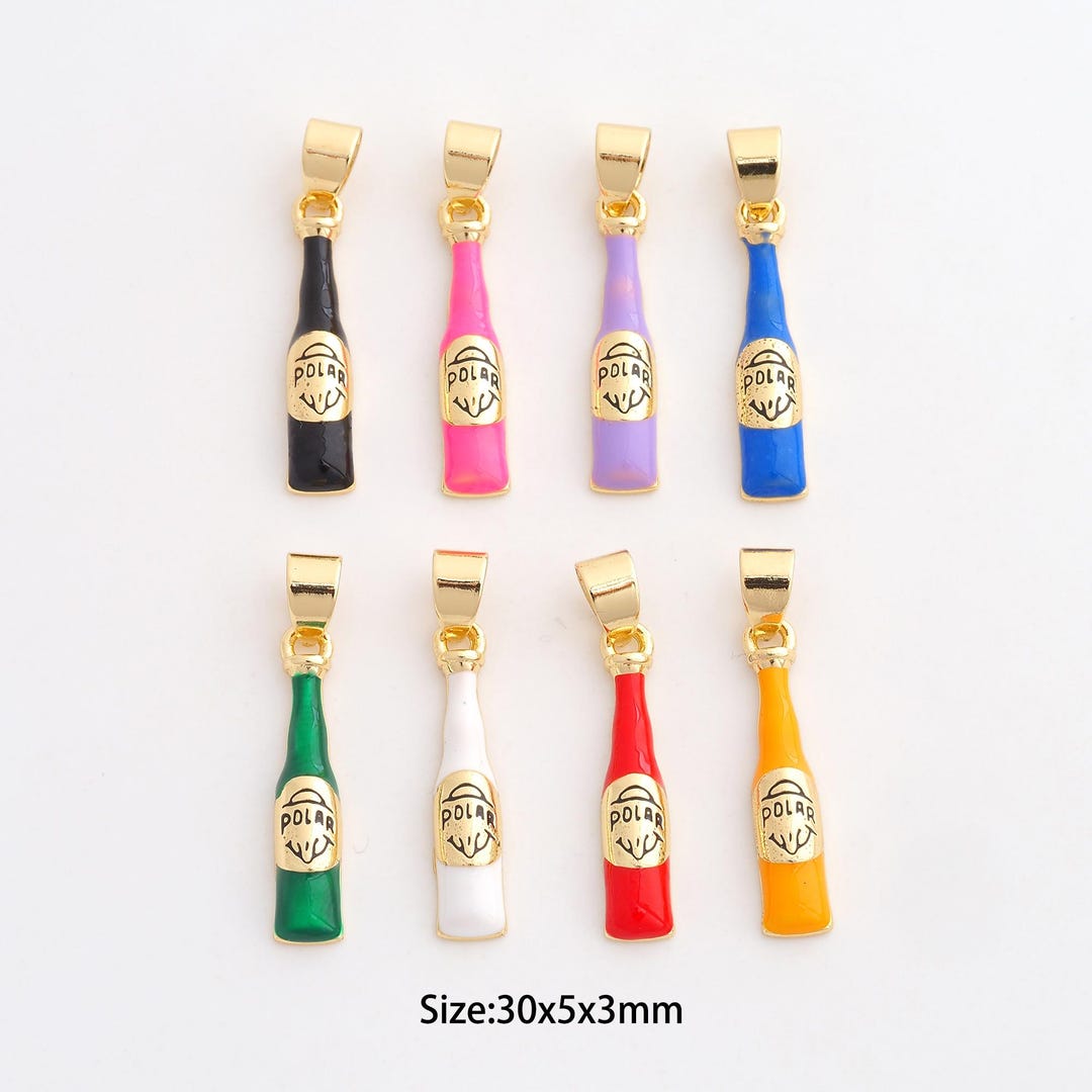 18K Gold Filled Beer Charms,enamel Beer Bottle Pendant for Bracelet ...