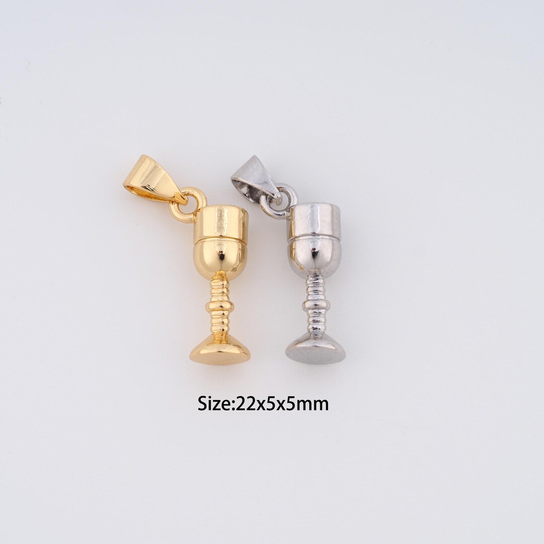 18K Gold Filled Goblet Charms,dainty Wine Glass Pendant for Bracelet ...