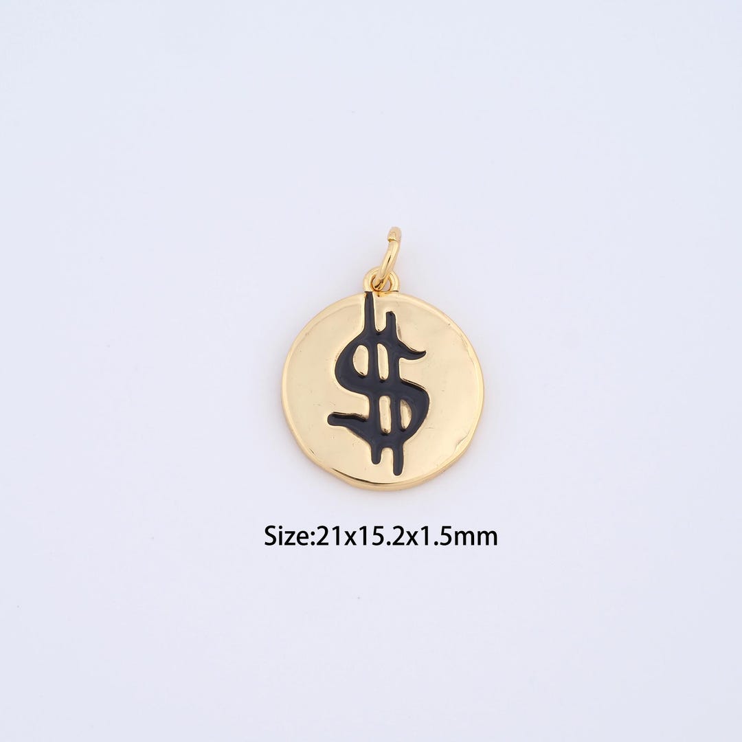 18K Gold Filled Dollar Sign Charms,enamel Symbol Pendant for Bracelet ...