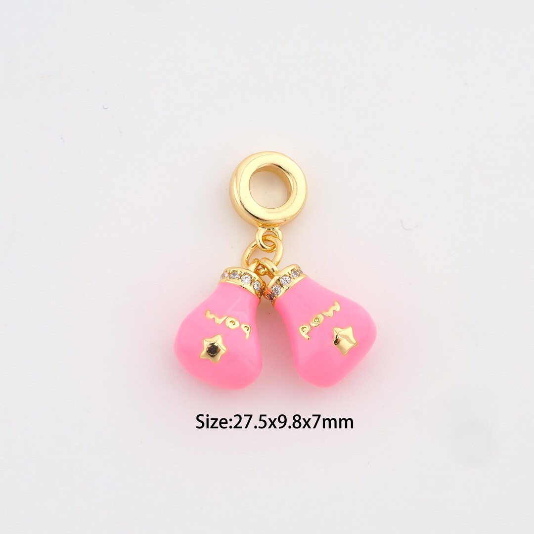 18K Gold Filled Enamel Boxing Charms,micro Pave Boxing Gloves Pendant ...