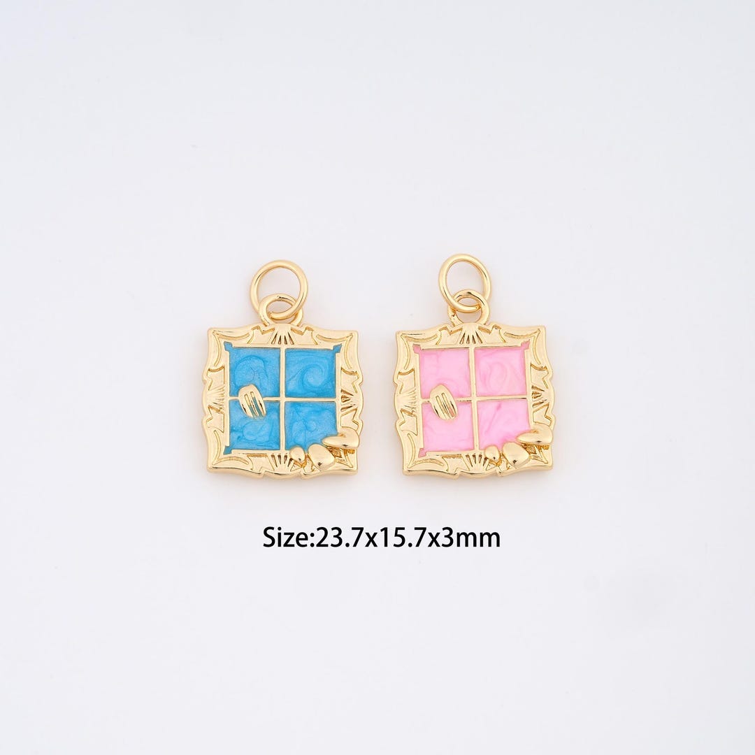 18K Gold Filled Window Charms,enamel Window Pendant for Bracelet ...