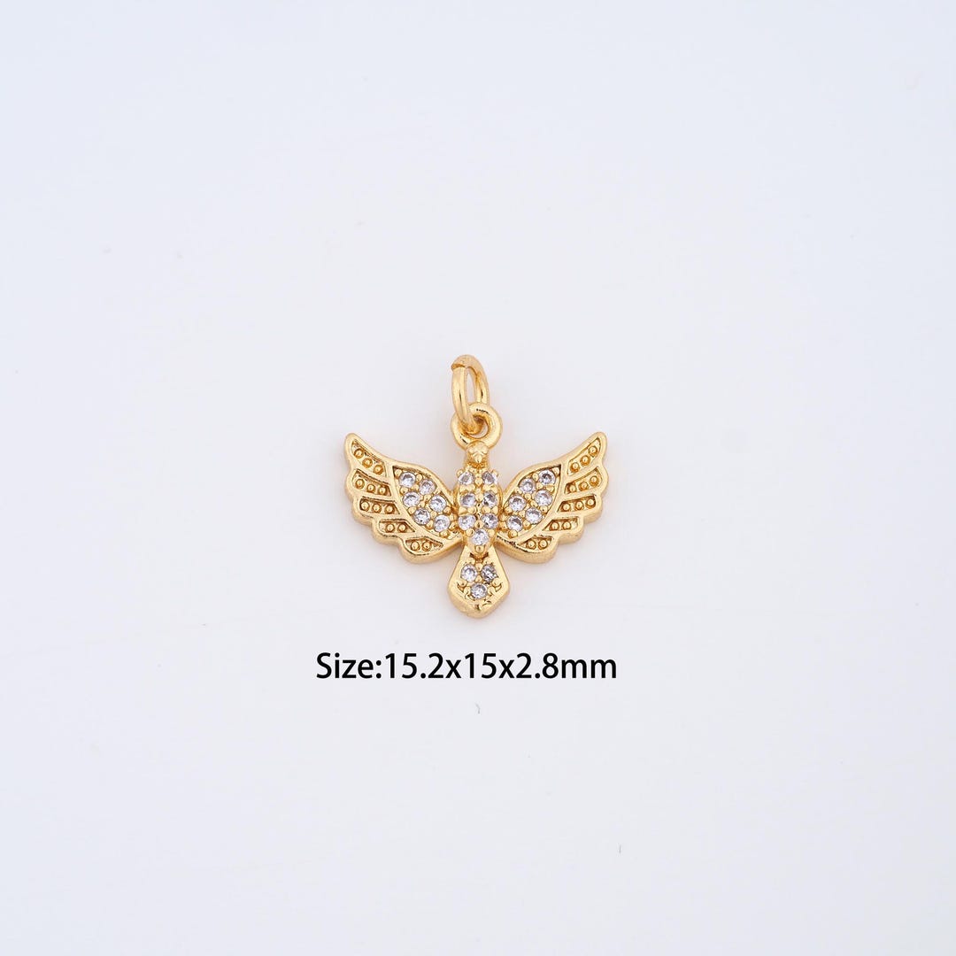 18K Gold Filled Holy Spirit Dove Charms,micro Pavé Bald Eagle Pendant ...