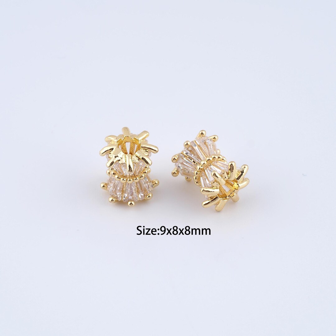 18K Gold Filled Hourglass Spacer Beads,micro Pave Large Hole Beads for ...