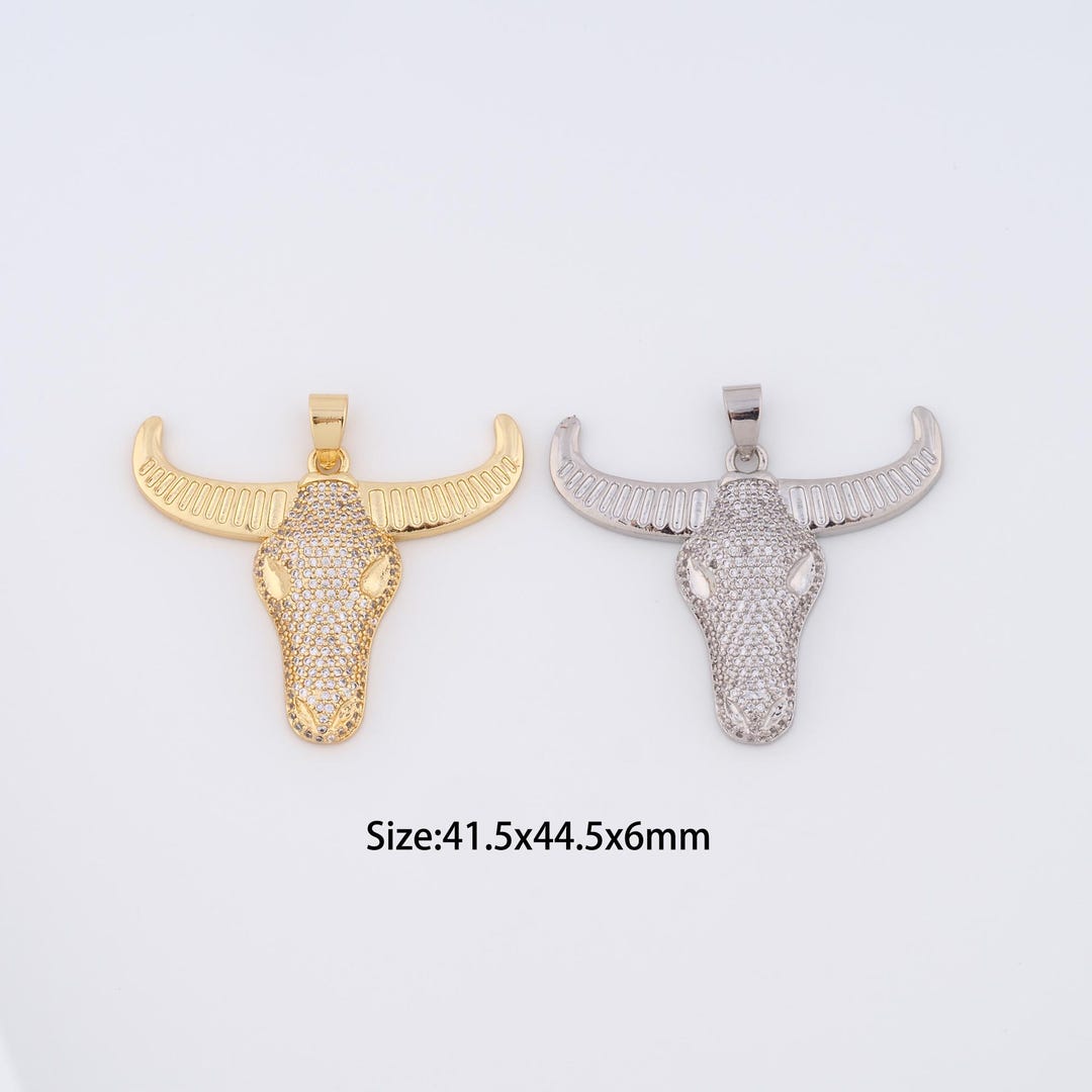 18K Gold Filled Cow Head Charms,micro Pave Animal Pendant for Bracelet ...