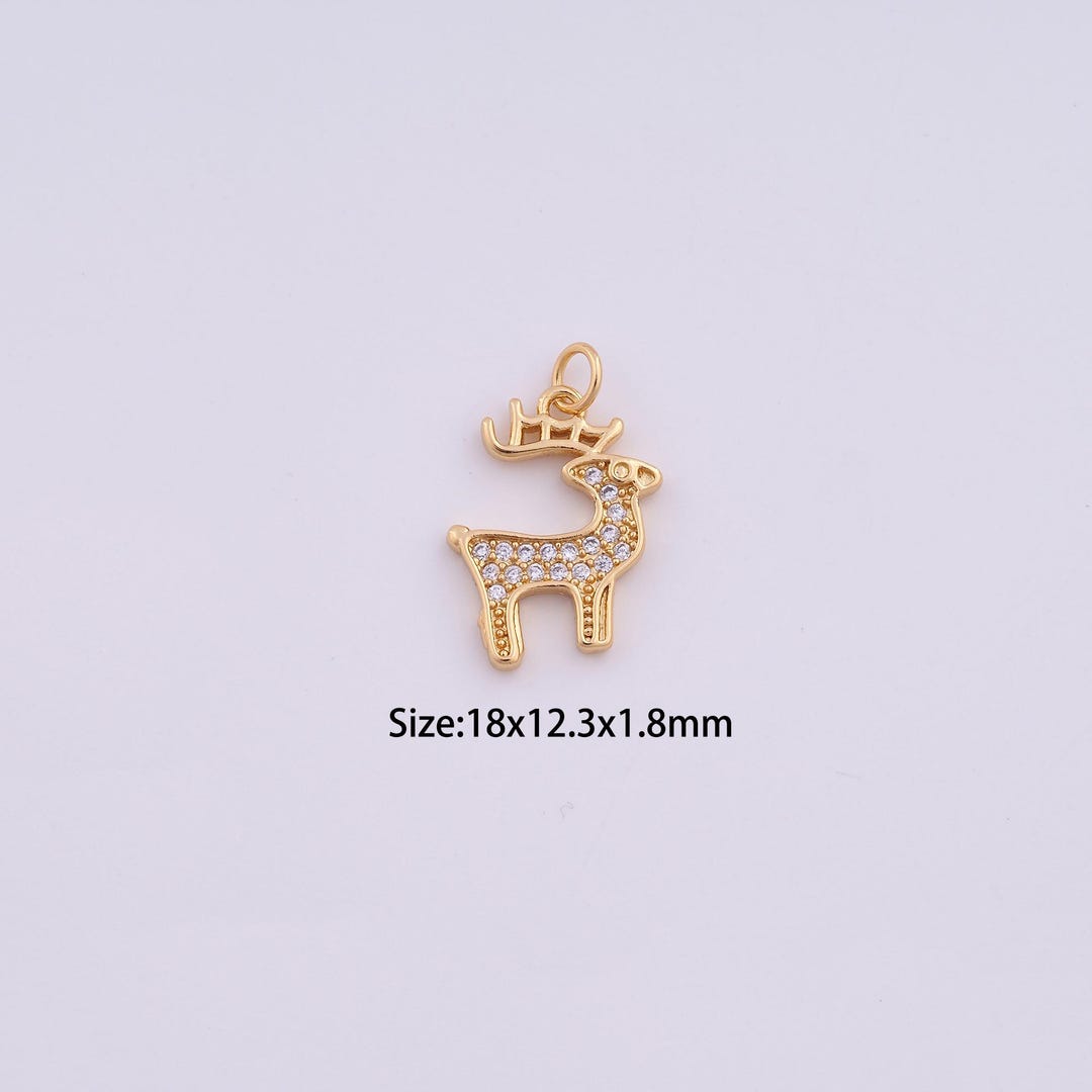 18K Gold Filled Deer Charms,micro Pave Elk Pendant for Bracelet ...