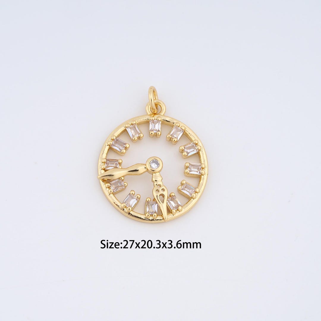 18K Gold Filled Clock Charms,micro Pavé Clock Pendant for Bracelet ...