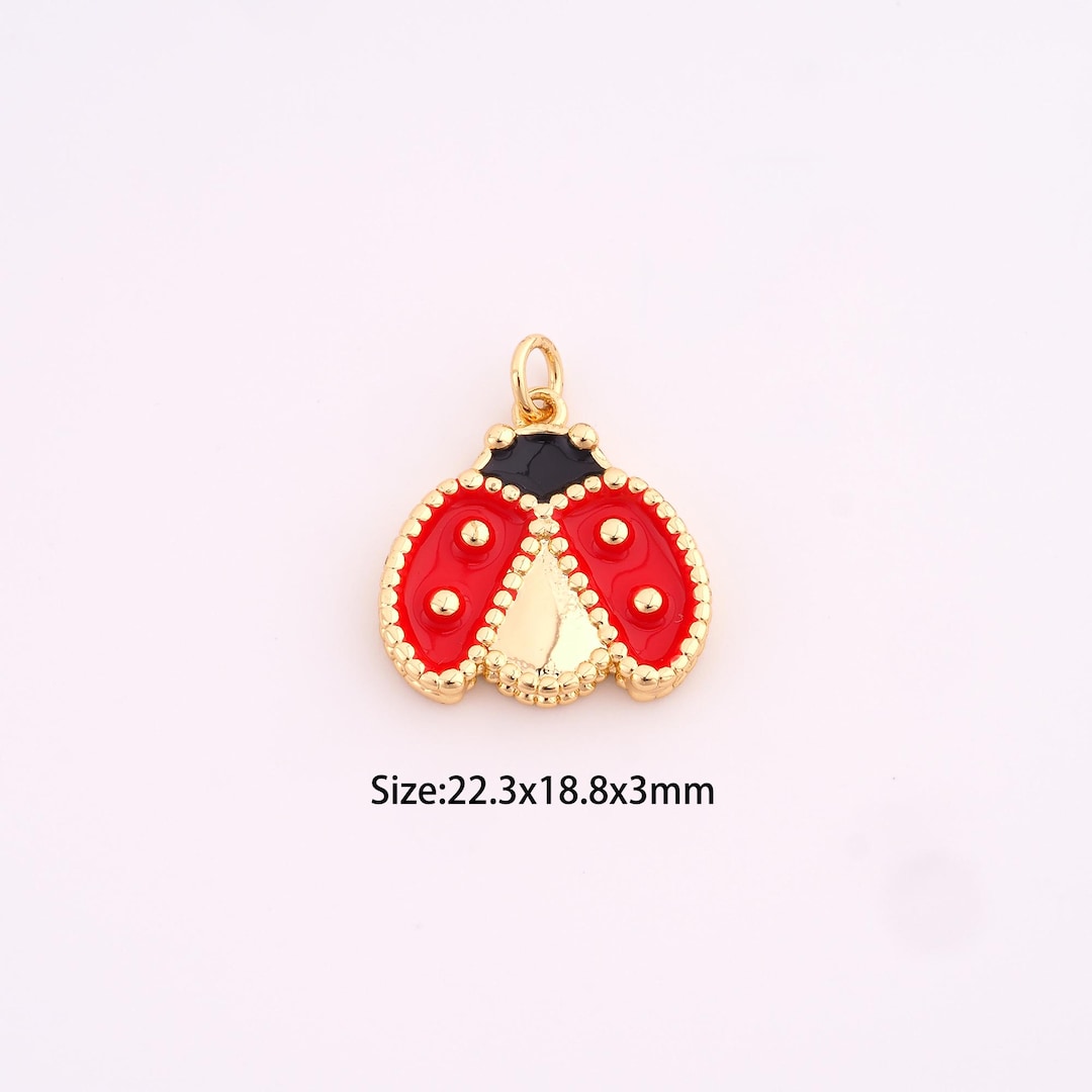 18K Gold Filled Ladybug Charms,enamel Insect Pendant for Bracelet ...