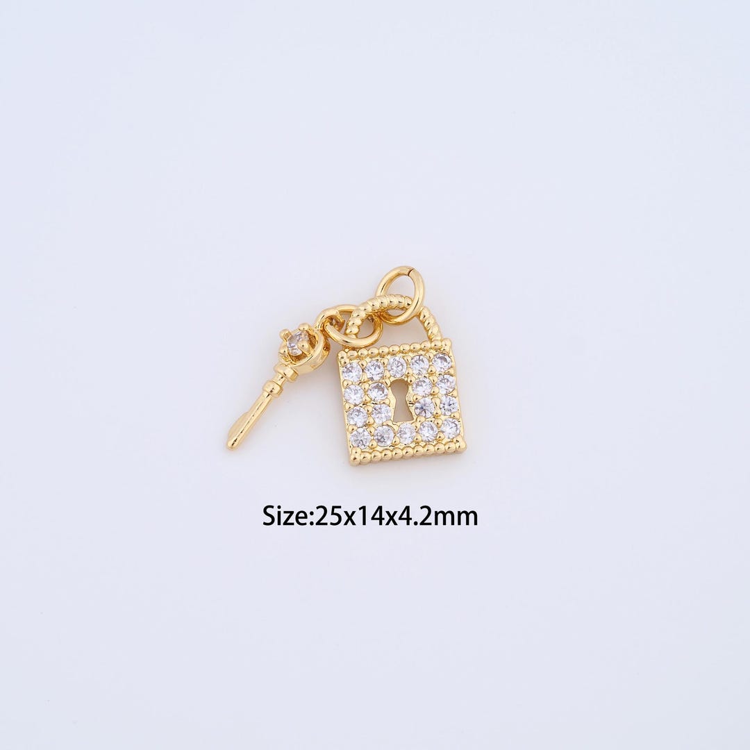18K Gold Filled Lock Charms,micro Pavé Key Pendant for Bracelet ...