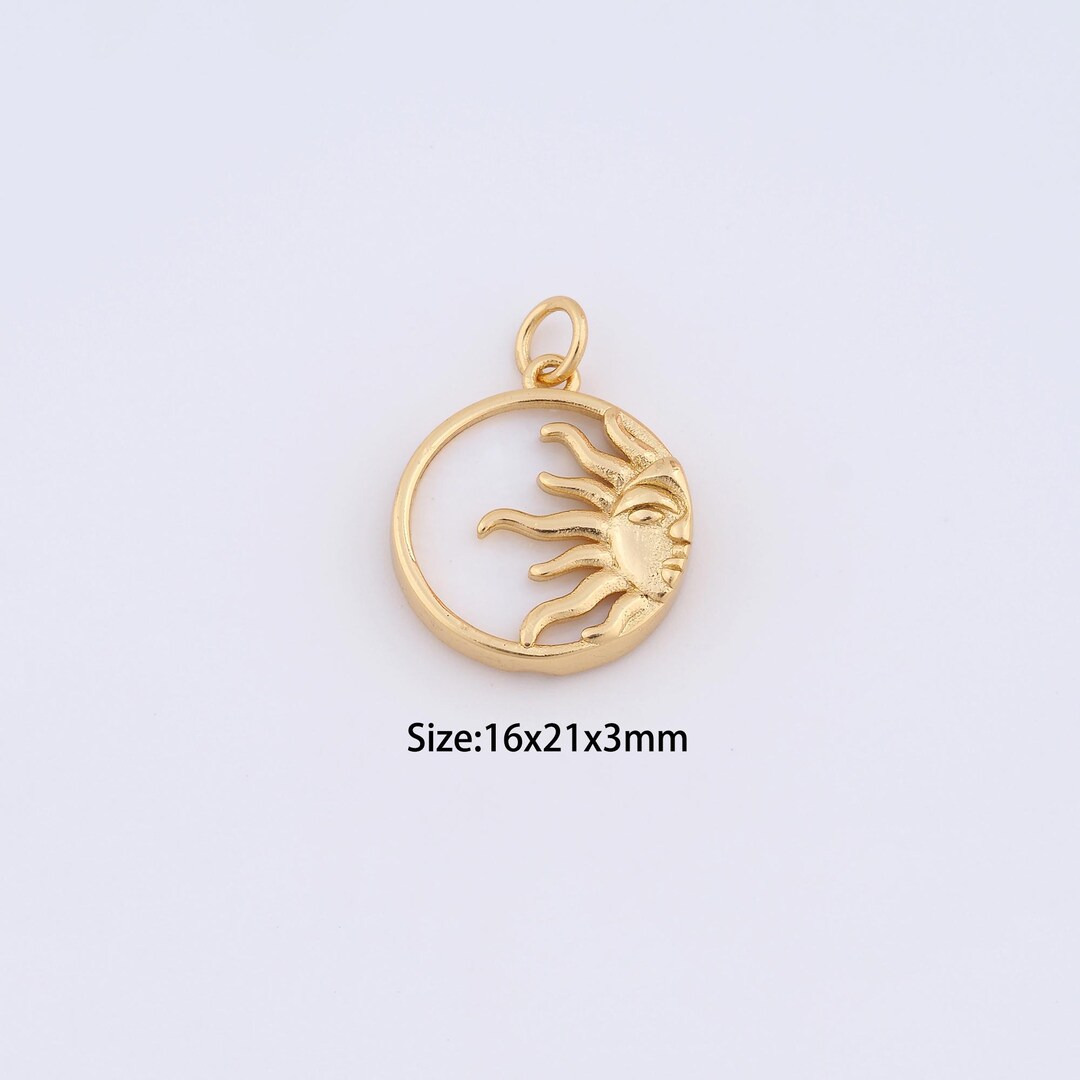 18K Gold Filled Sun Face Charms,fritillary Sunburst Pendant for ...