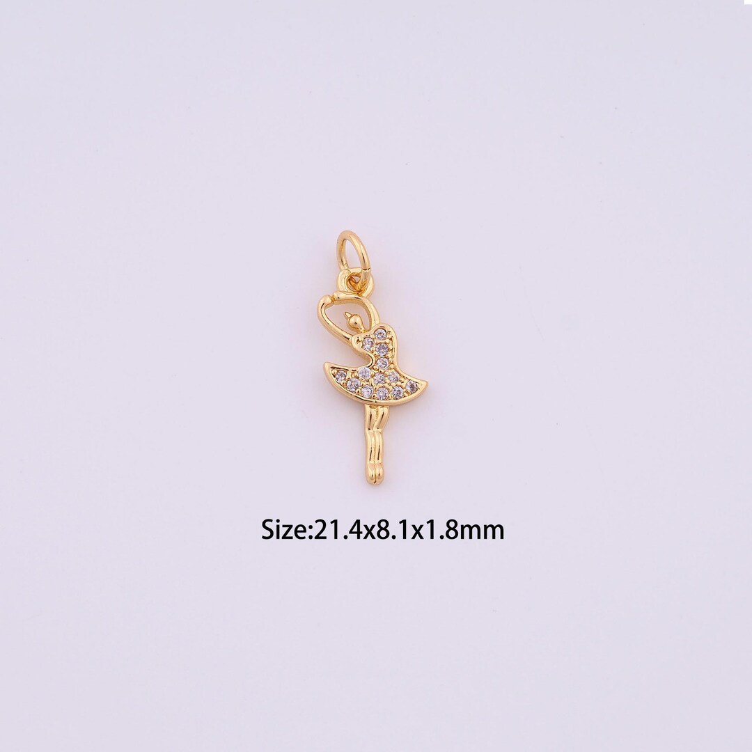 18K Gold Filled Ballet Charms,micro Pave Dancer Pendant for Bracelet ...