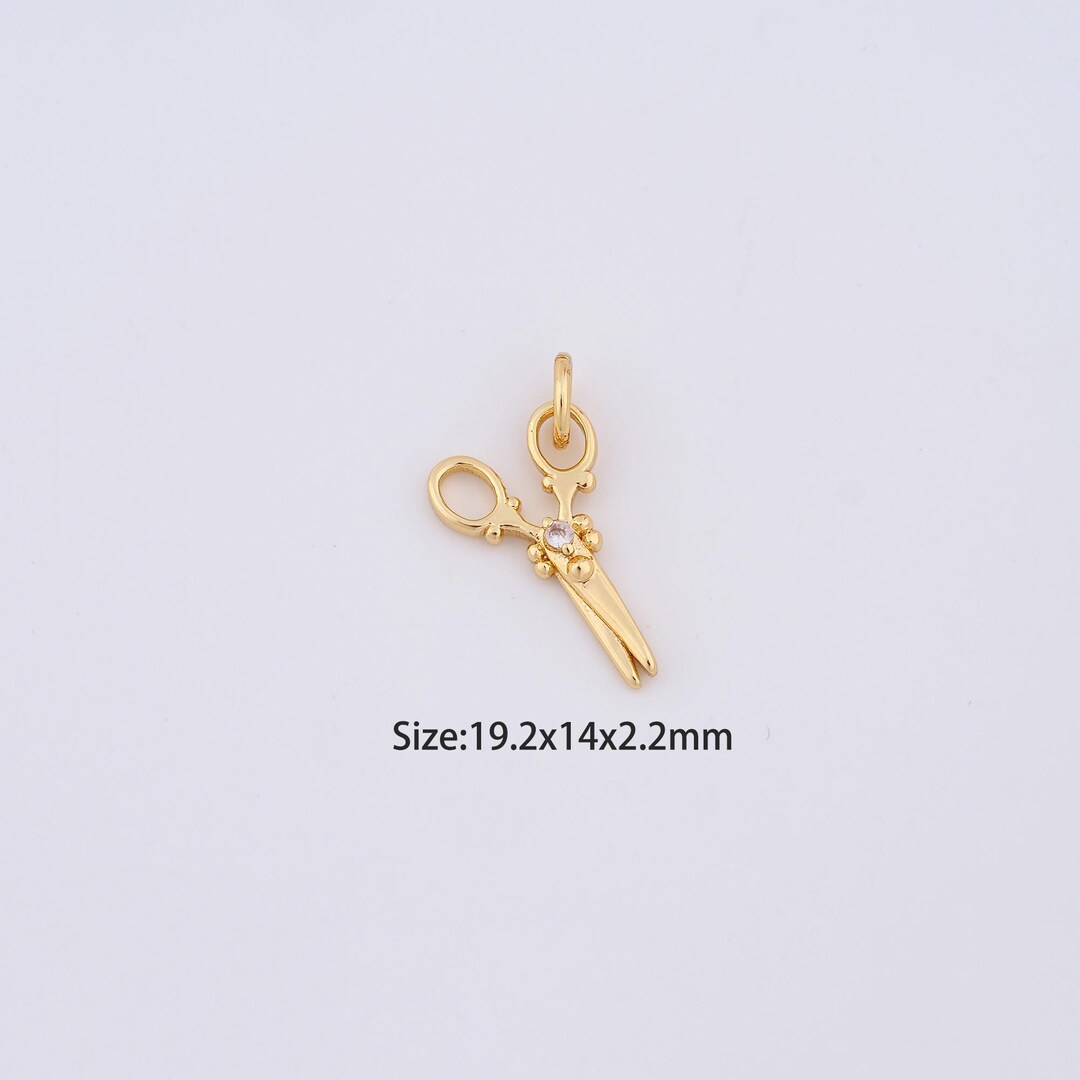 18K Gold Filled Scissors Charms,micro Pave Scissors Pendant for ...