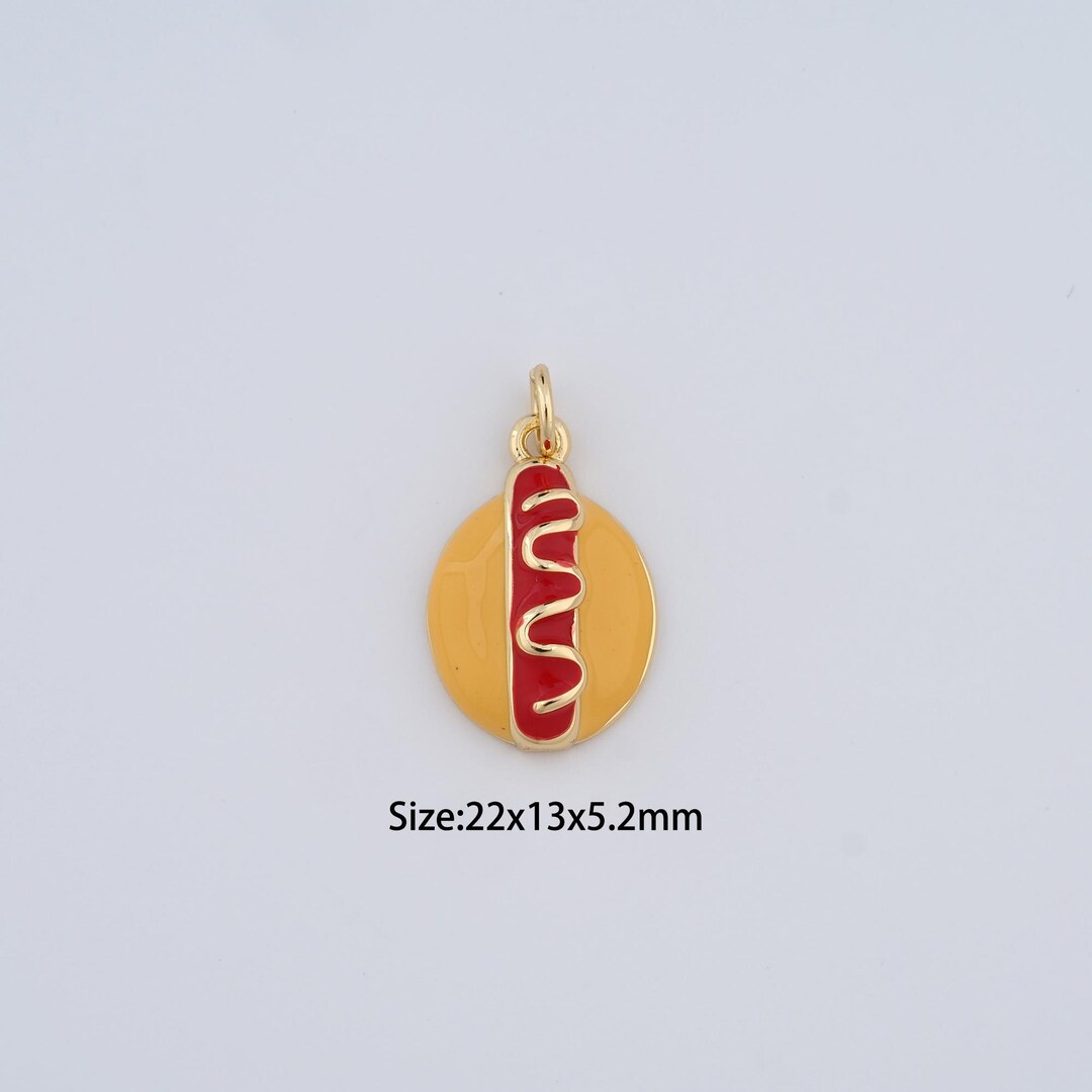 18K Gold Filled Hot Dog Charms,enamel Hot Dog Pendant for Bracelet ...