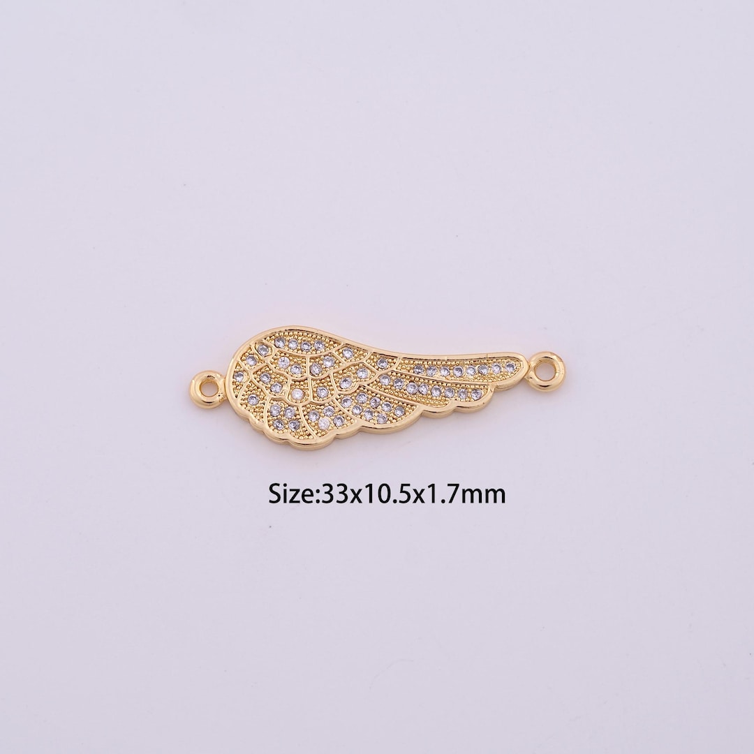 18K Gold Filled Angel Wings Connectors,micro Pave Animal Wings ...