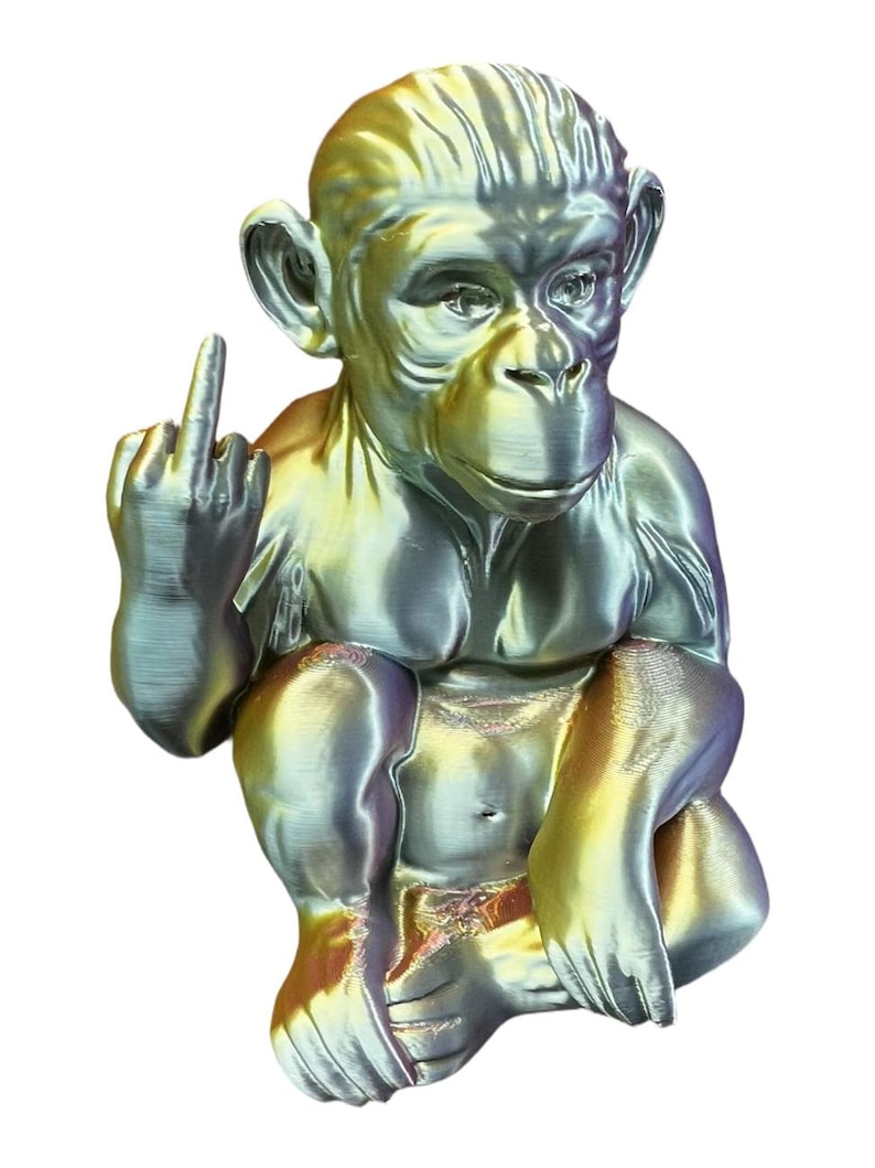 Funny Middle Finger Monkey Sculpture 3d Printed Gorilla Statue Unique ...