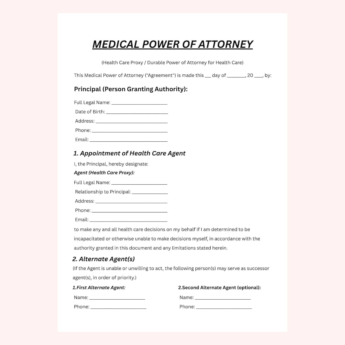 Medical Power of Attorney Template: Editable Healthcare POA (canva, US ...