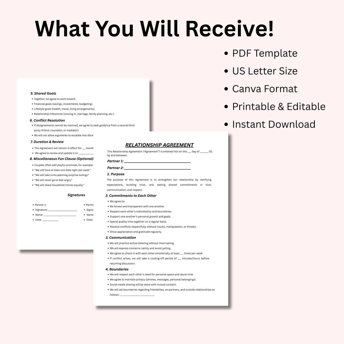 Relationship Contract Template, Canva Editable, Couple Agreement ...