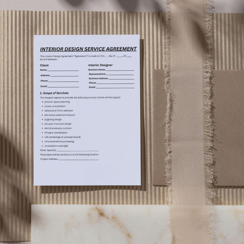 Interior Design Contract Template Canva Editable: US Letter - Etsy