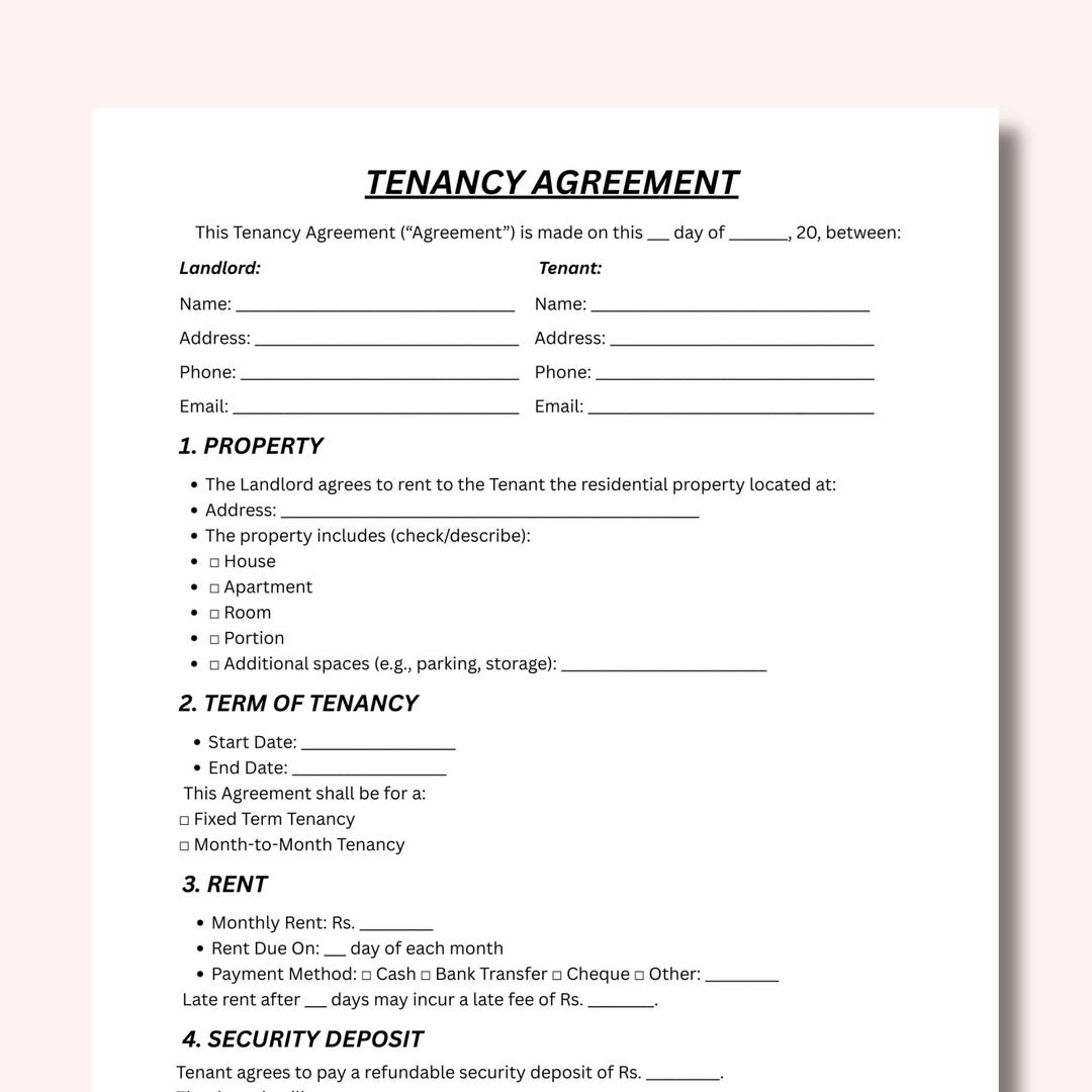 Tenancy Agreement Template Canva Editable, - Etsy