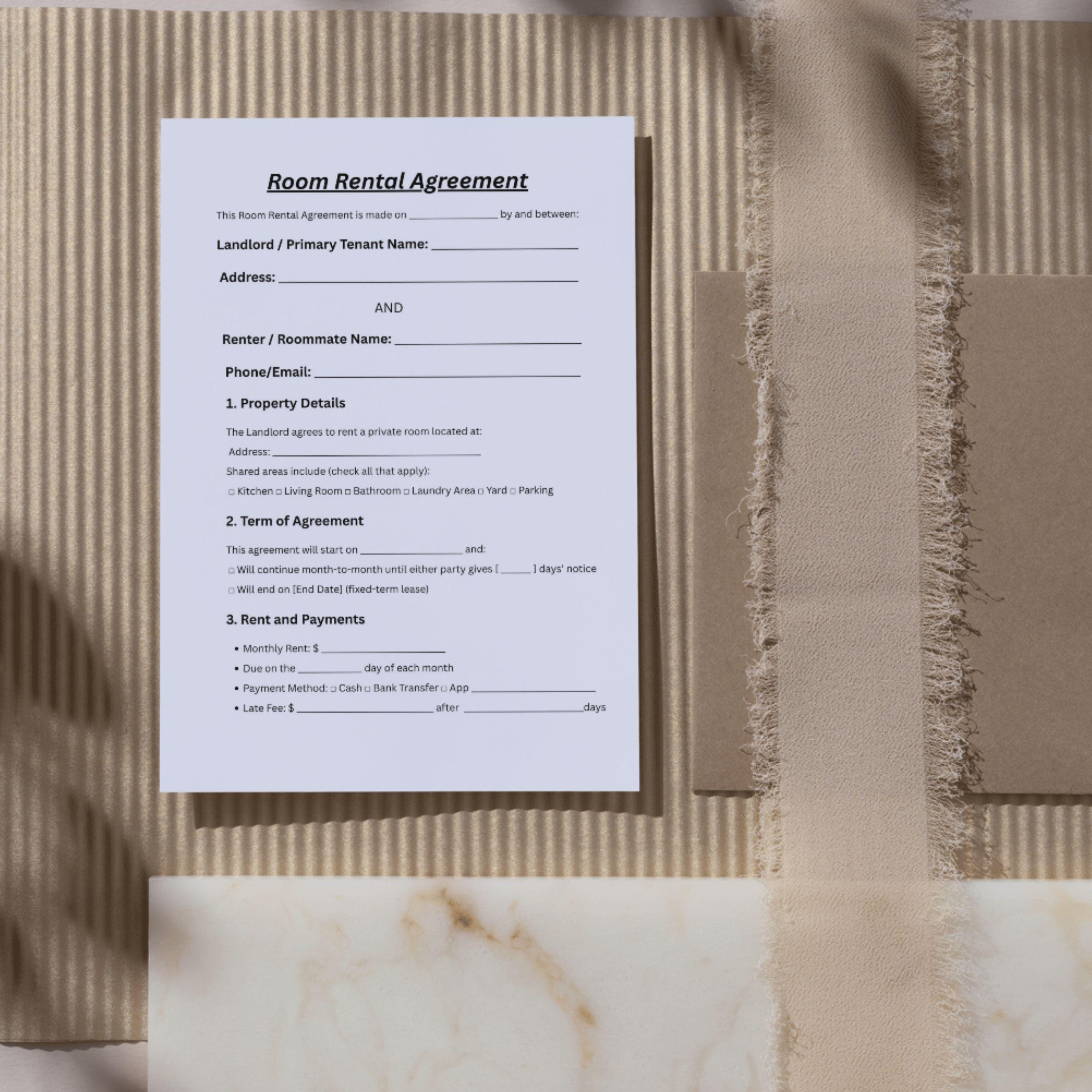 Room Rental Agreement Template: US Letter, Canva Editable (digital ...