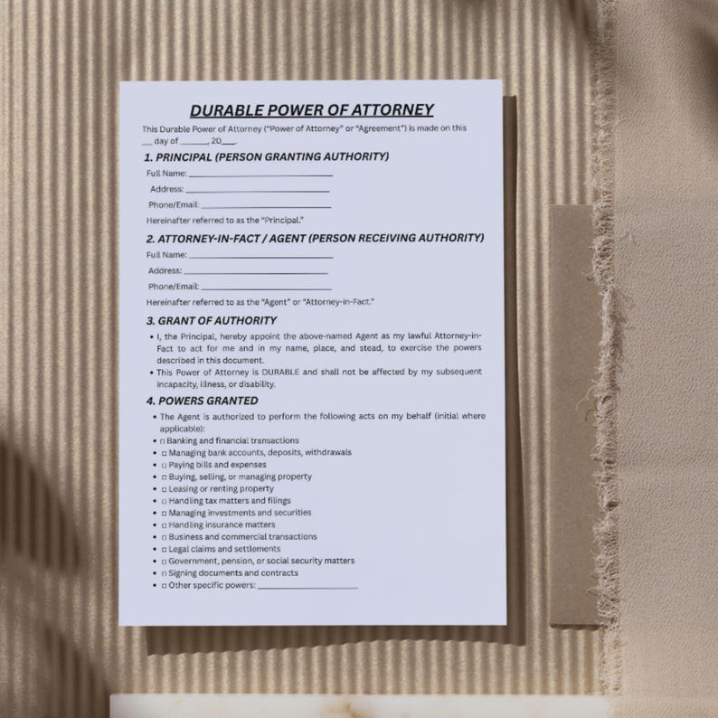 Durable Power of Attorney Template US Letter Size Canva Editable, Power ...