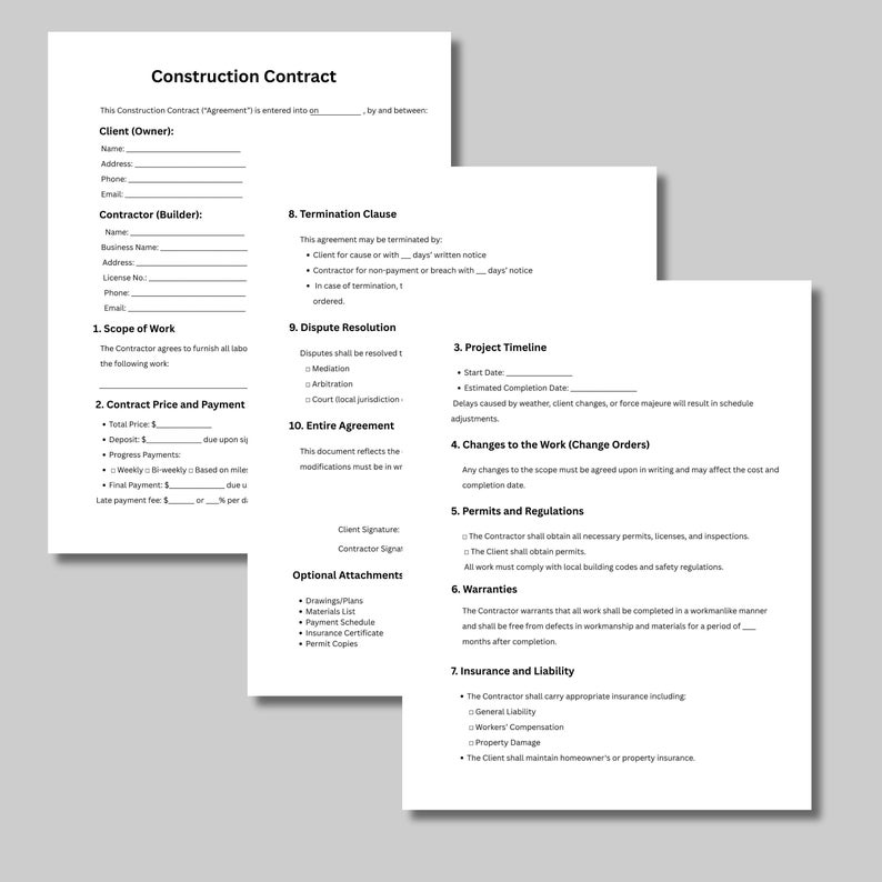 Construction Contract, Construction Agreement, Renovation, Home Repair ...