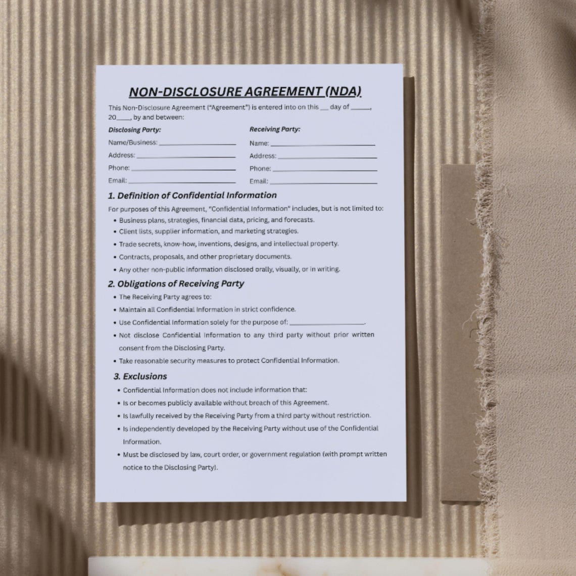 Non-disclosure Agreement NDA Template, Canva Editable (digital Download ...