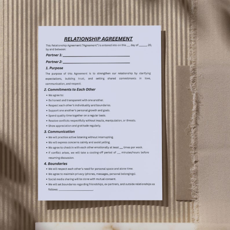Relationship Contract Template, Canva Editable, Couple Agreement ...