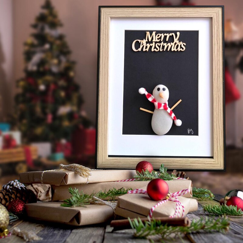 Snowman Pebble Art - Etsy