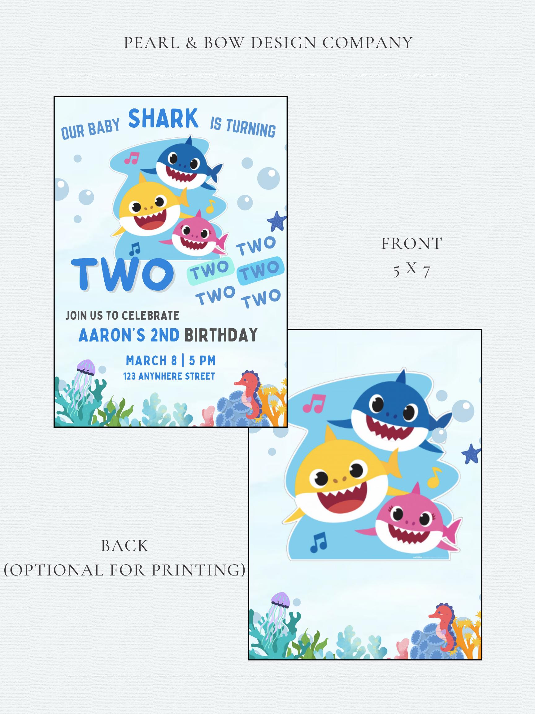 Baby Shark Birthday Invitation Editable Template Digital Download - Etsy