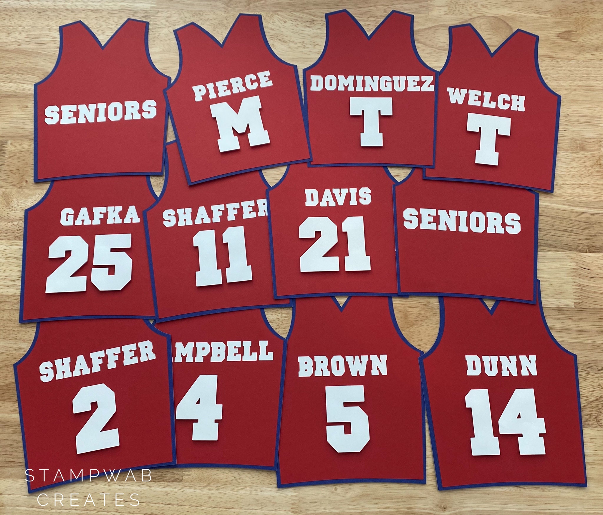 Personalized Basketball Jersey Cut-outs set of 12 | Etsy