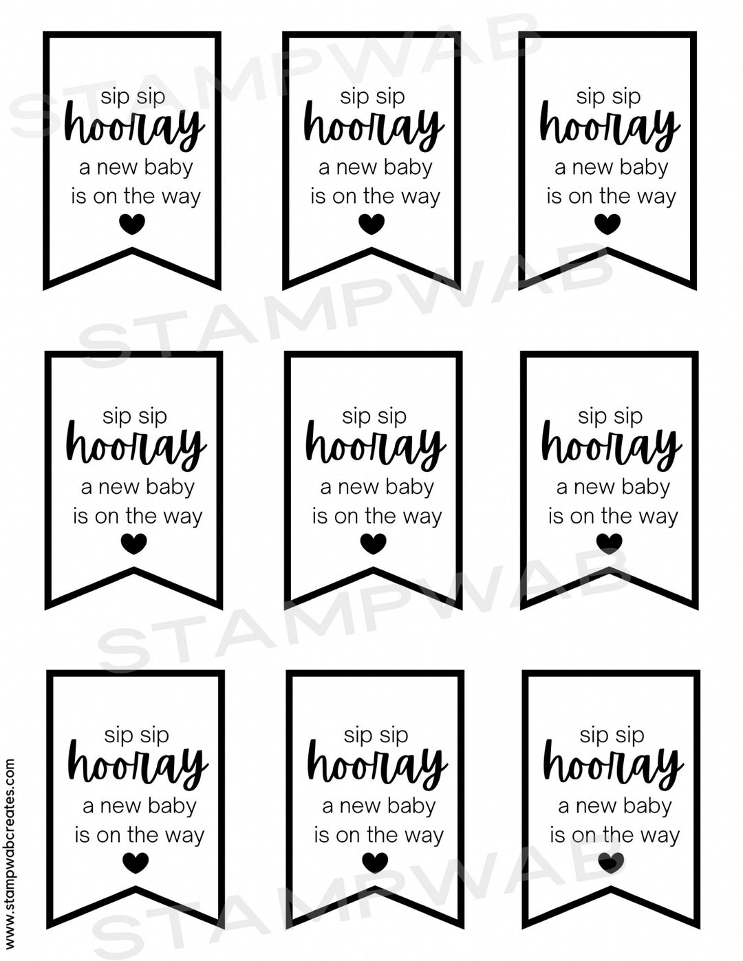Printable Tags Instant Download Sip Sip Hooray Tags Favor Tags Baby ...