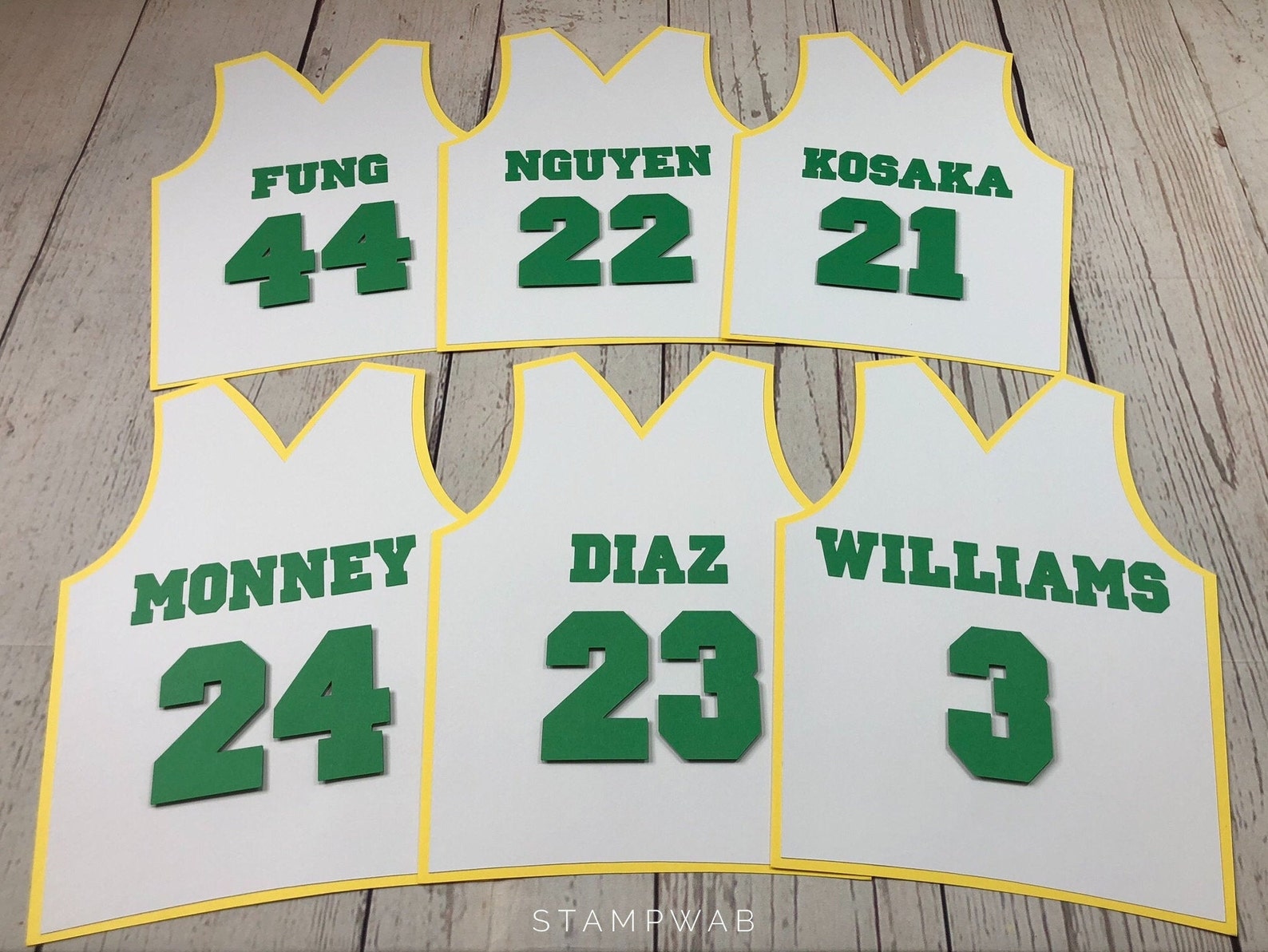 Personalized Basketball Jersey Cut-outs set of 12 | Etsy