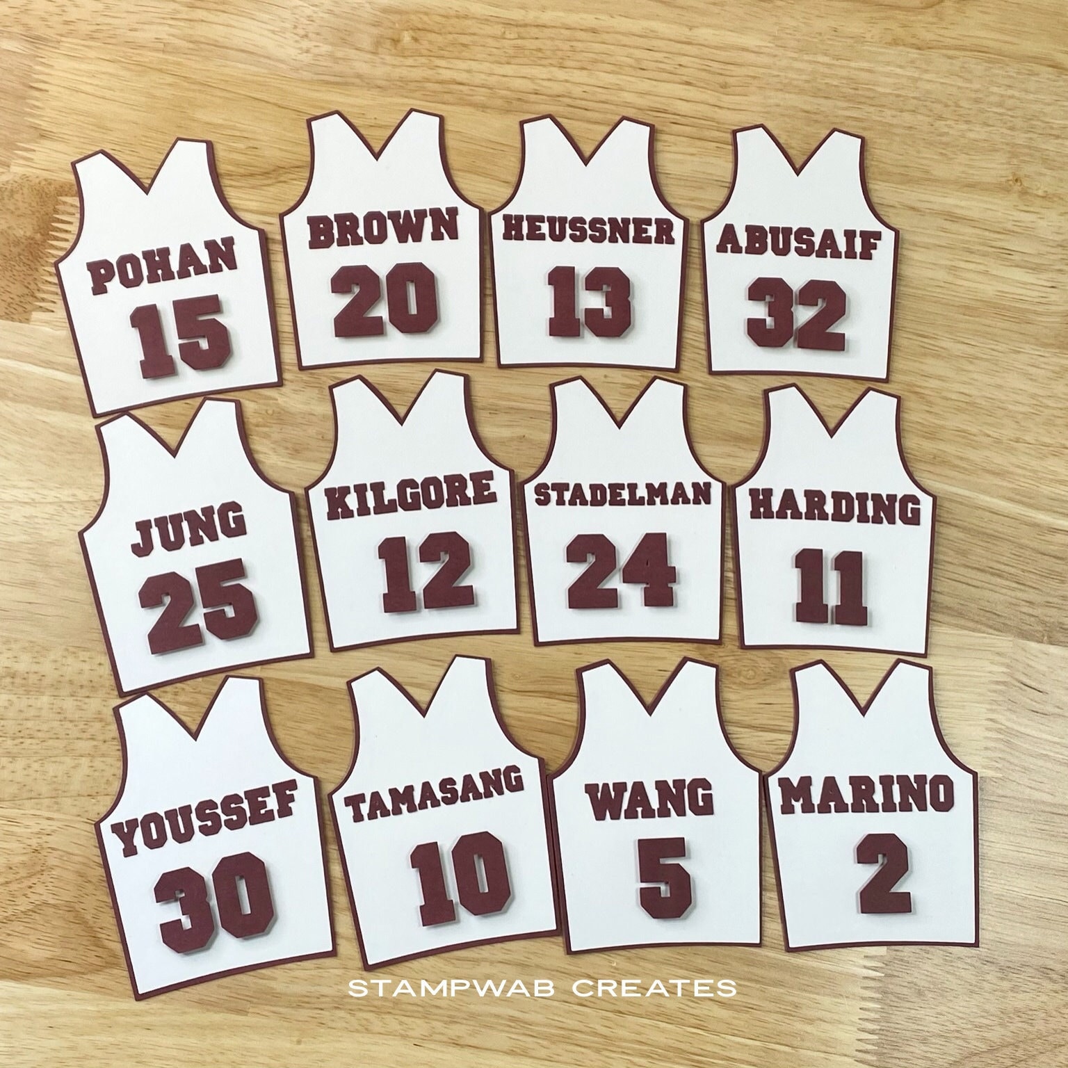 Personalized Basketball Jersey Cut-outs set of 12 | Etsy