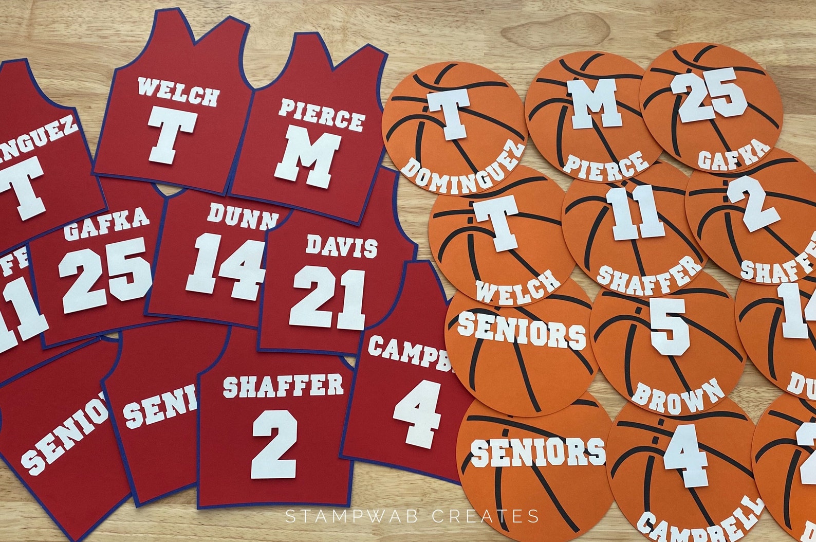 Personalized Basketball Cut-outs set of 12 Basketball Team - Etsy