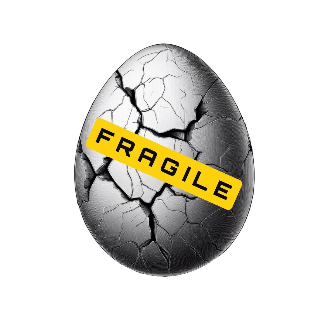 White, Cracked, Egg Sticker With a FRAGILE Tag - Perfect for USPS ...