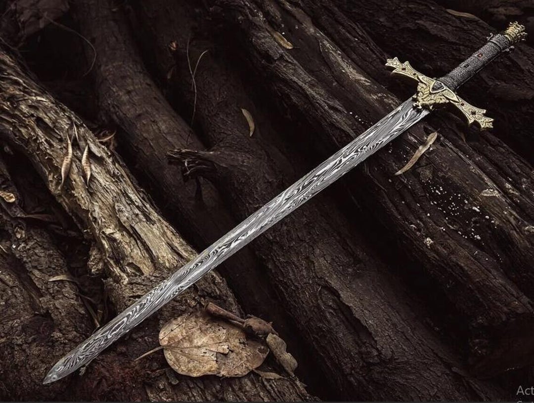 Handmade Templar Knights Sacred Holy Sword, Damascus Sword, Medieval ...