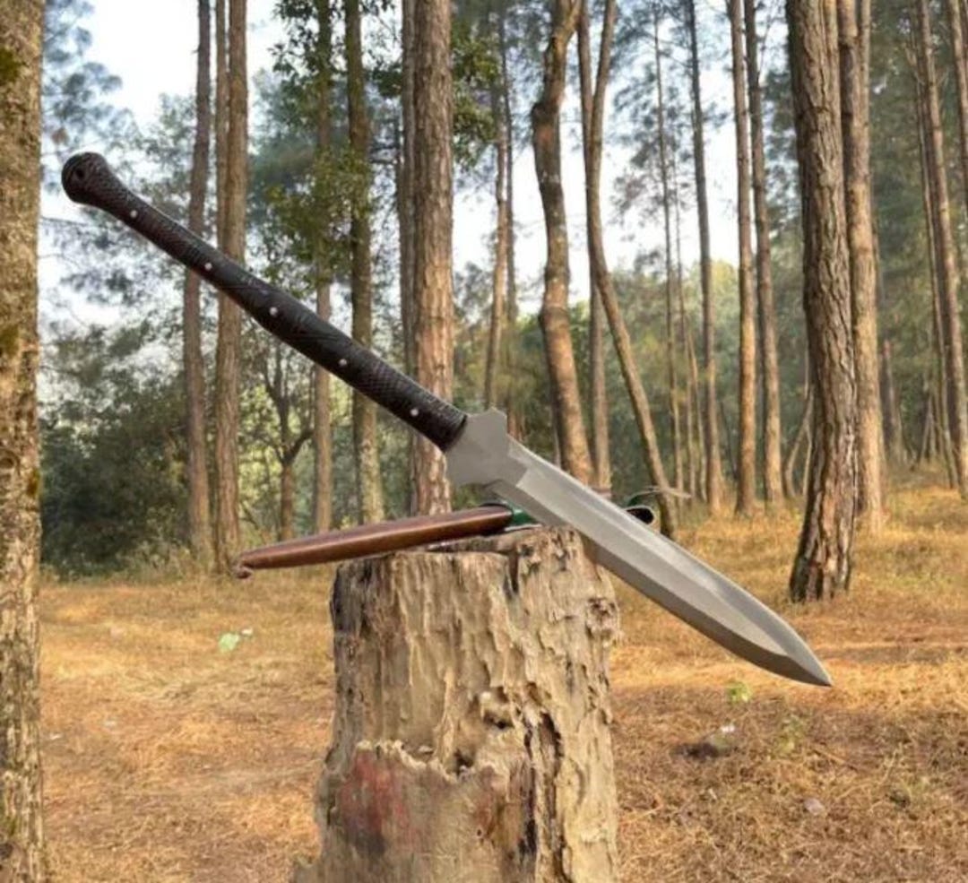 Custom Beautiful Handmade Tactical Spear Sword Handmade Carbon Steel ...
