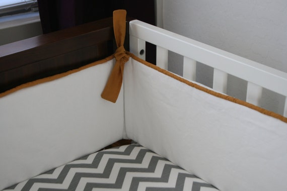 Items similar to Pure White Crib Bumper- Boy or Girl- YOU PICK DETAILS ...