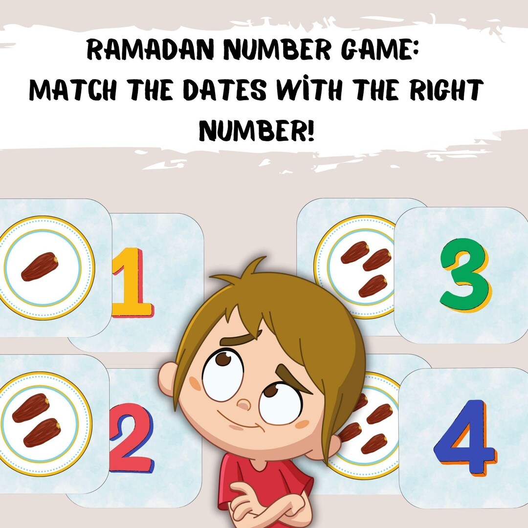 Ramadan Number Matching Counting Activity for Kids, Ramadan Theme With ...
