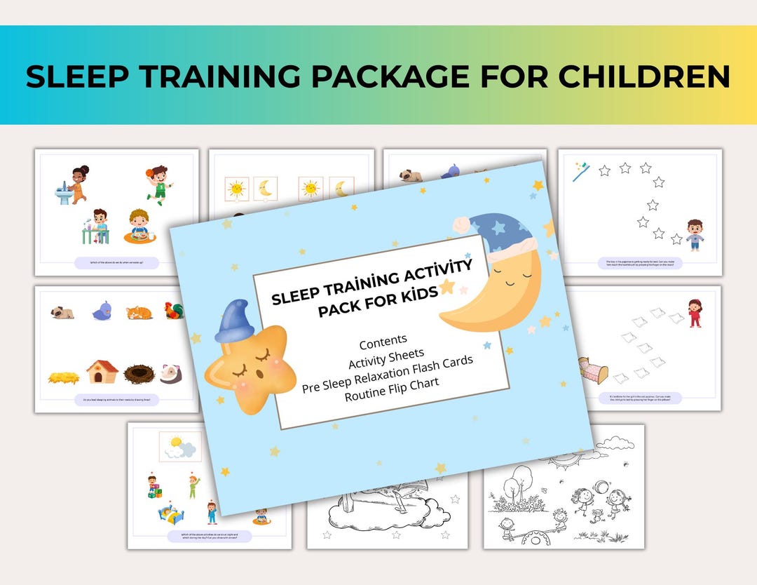 Sleep Training Pack for Children, Printable Calming Bedtime Flash Cards ...