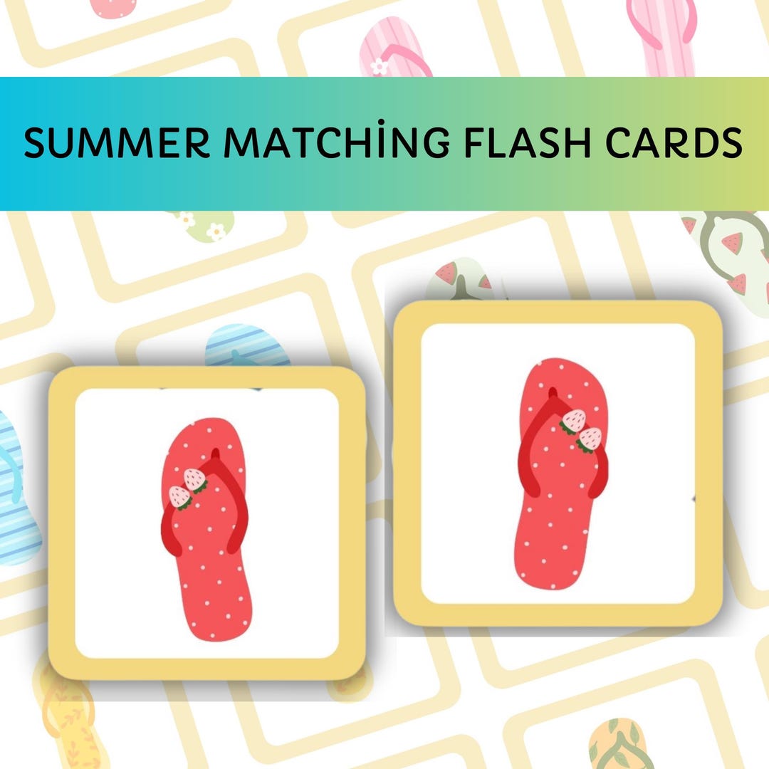 Summer Matching Flash Cards, Summer Activity for Preschool, Summer Game ...