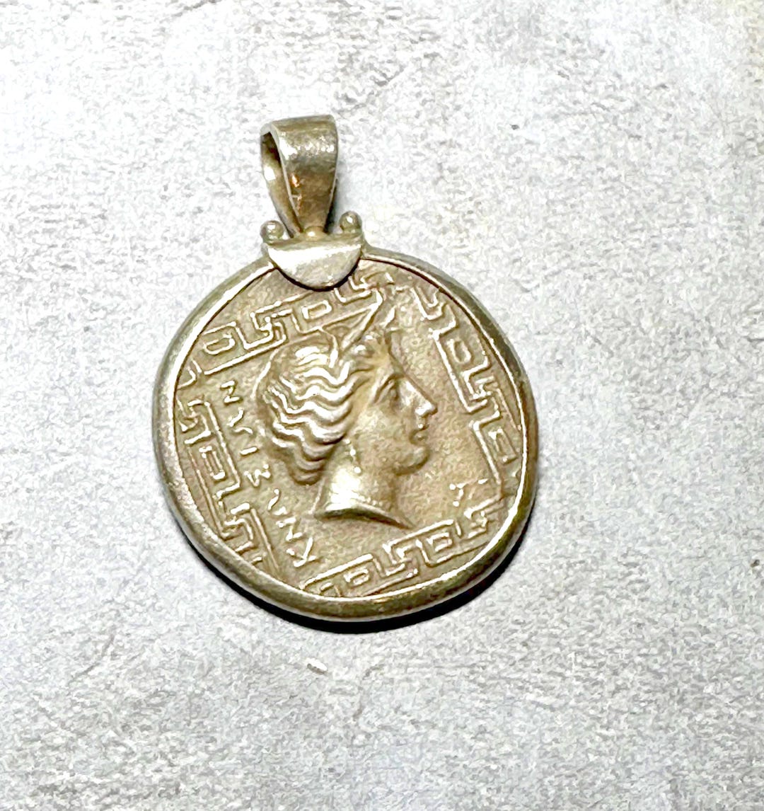 Circa 2000s Greek Athena Coin Pedant in Sterling Silver - Etsy