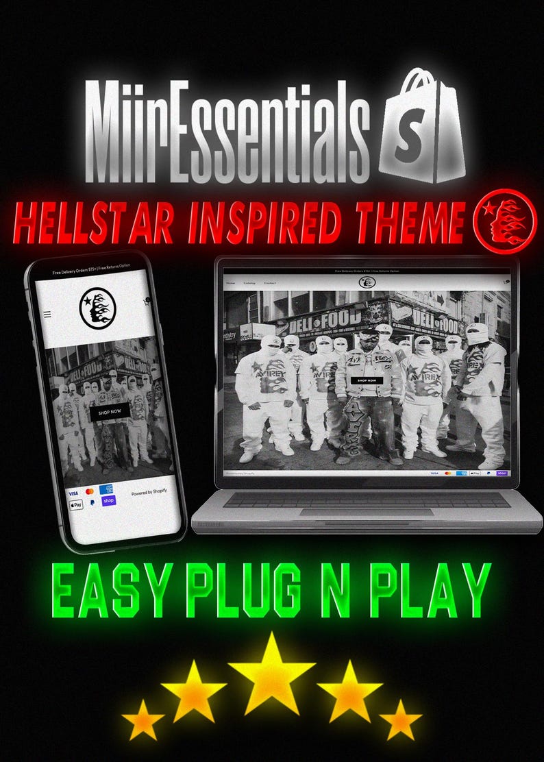 Hellstreet Pre-built Shopify Dropshipping Clothing Brand Streetwear Website Theme Eyezy FKX ...