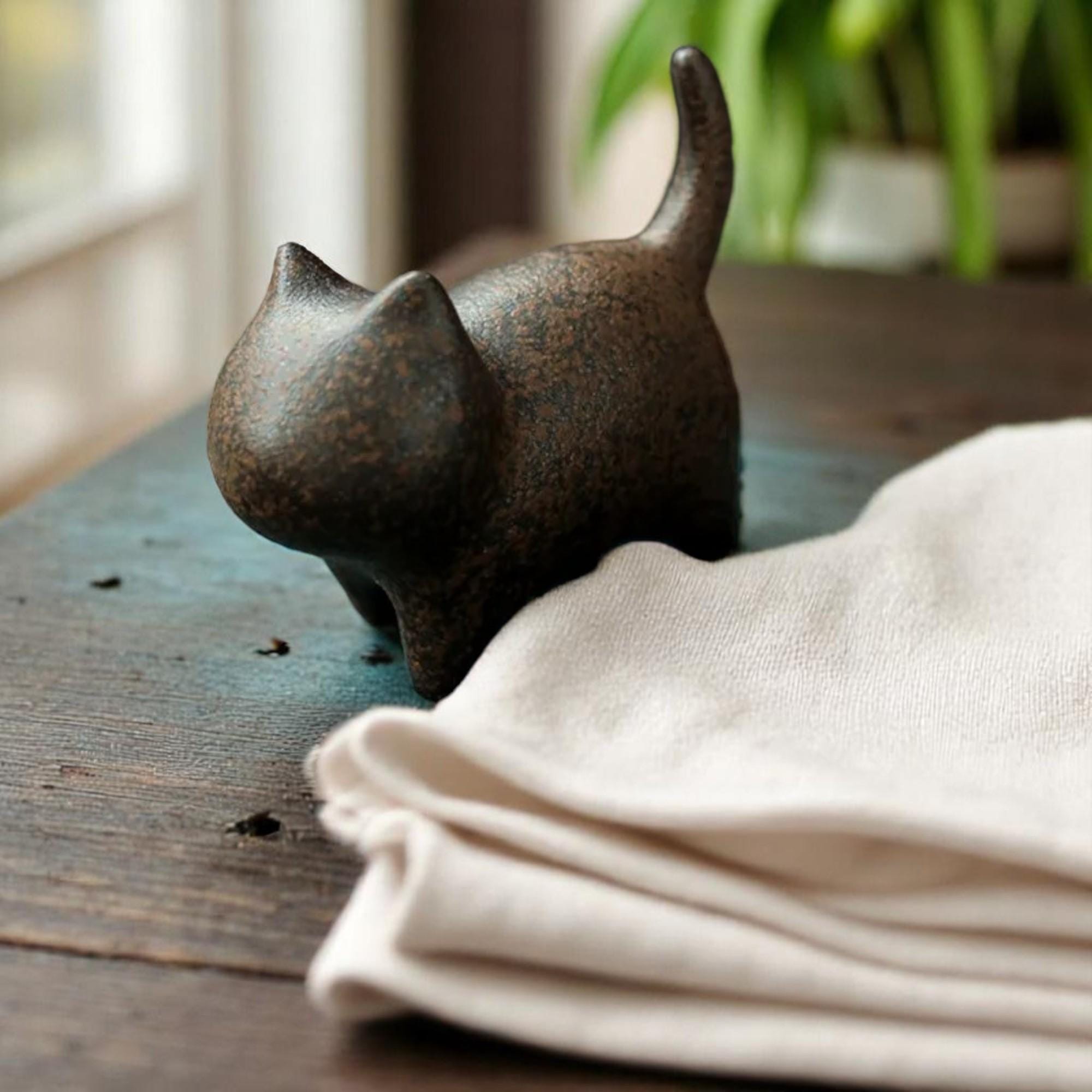Handmade Brass Cat Tea Pet Figurine: Chinese Tea Ceremony Decor - Etsy