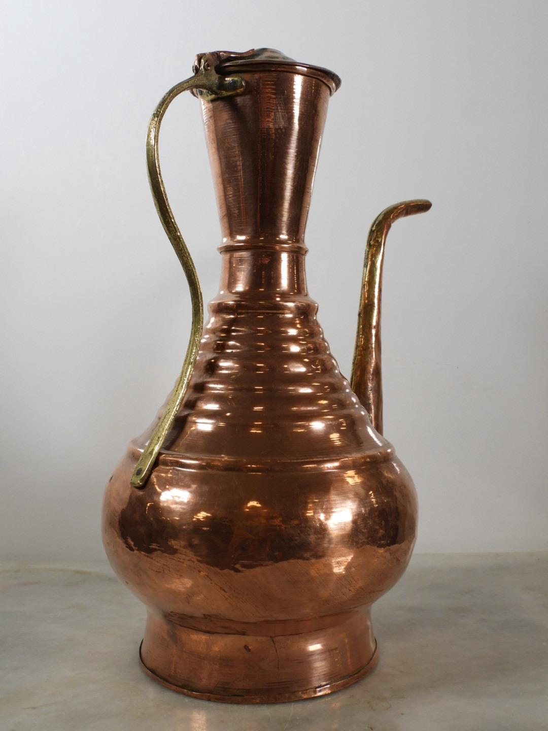 Vintage Hand Hammered Copper Ewer | Large Ottoman Style Turkish Copper ...