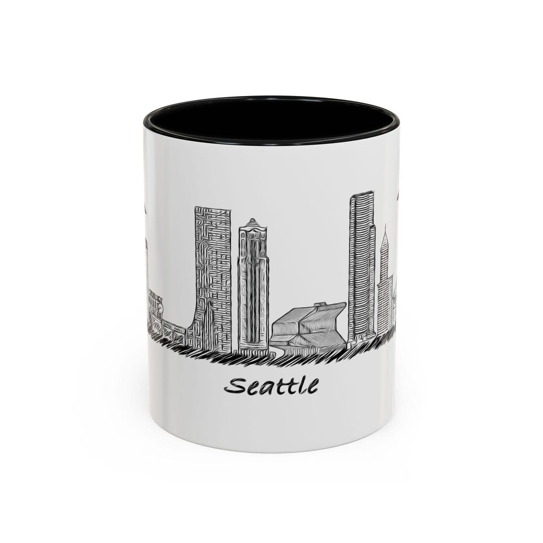 Seattle Skyline Doodle Mug, City Landmarks Art Coffee Cup - Etsy