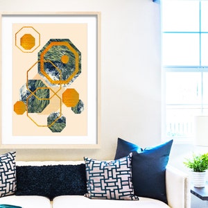 Geometric Original Nature Print, Abstract Octagon, Modern Art ...